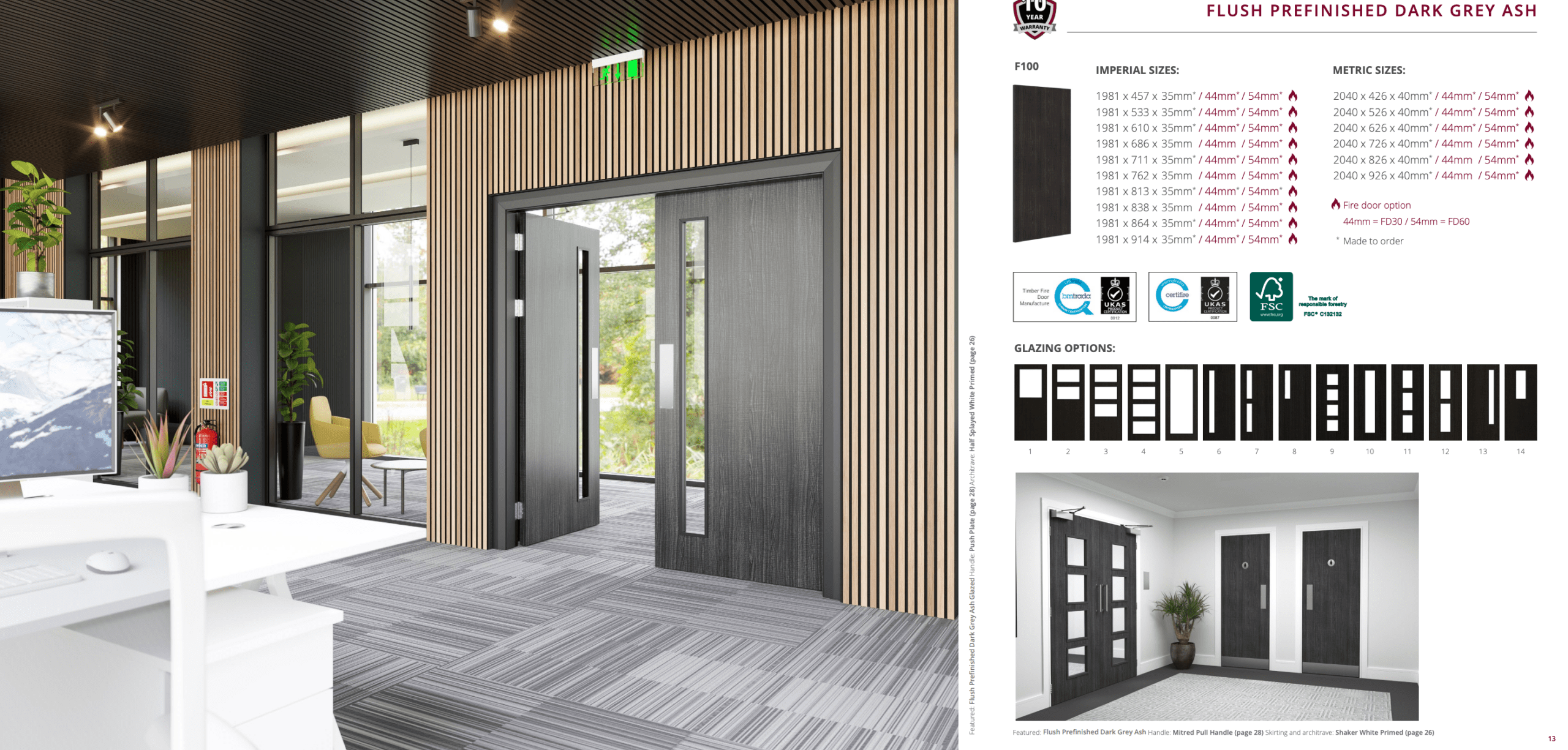 Flush Dark Grey Ash FD60 Fire Door | Architectural & Commercial